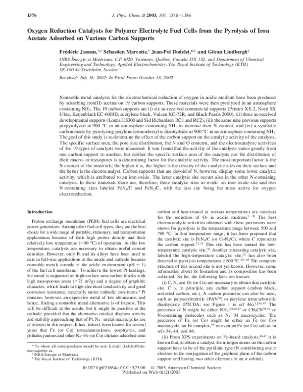 (PDF) Oxygen Reduction Catalysts for Polymer Electrolyte Fuel Cells ...