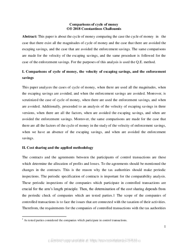 (PDF) Comparisons of Cycle of Money