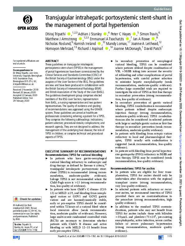 (PDF) Transjugular intrahepatic portosystemic stent-shunt in the ...