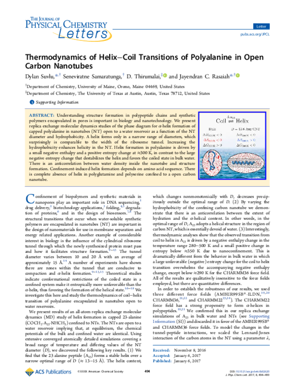 (PDF) Thermodynamics of Helix–Coil Transitions of Polyalanine in Open ...