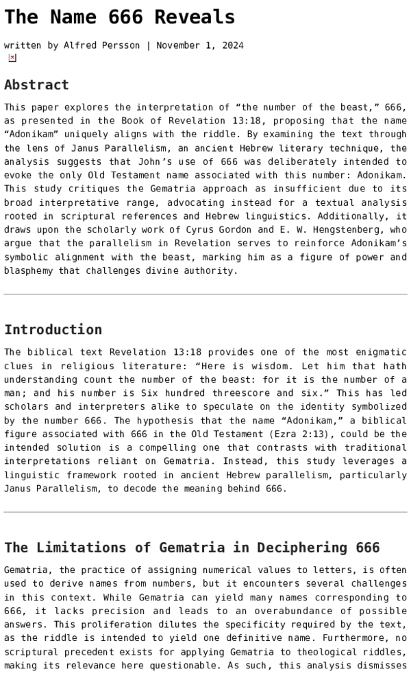 (PDF) The Name 666 Reveals