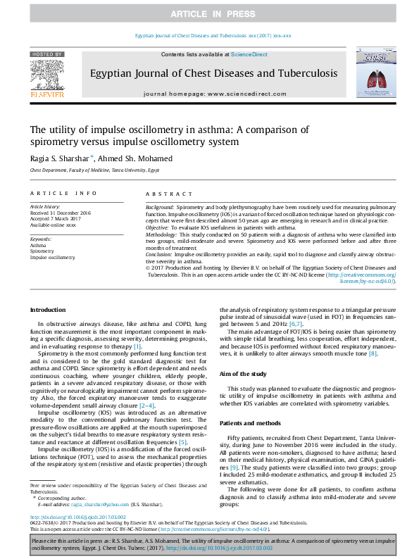 Pdf The Utility Of Impulse Oscillometry In Asthma A Comparison Of Spirometry Versus Impulse