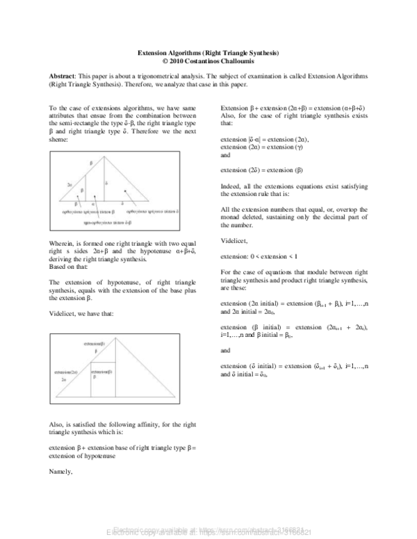 (PDF) Extension Algorithms (Right Triangle Synthesis)