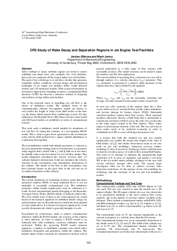 (PDF) CFD Study of Wake Decay and Separation Regions in Jet Engine Test ...
