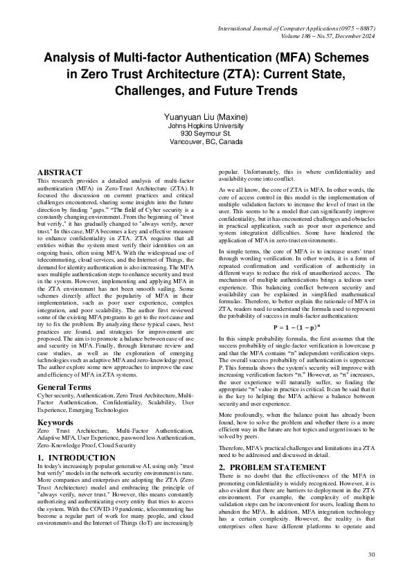 (PDF) Analysis of Multi-factor Authentication (MFA) Schemes in Zero Trust Architecture (ZTA ...