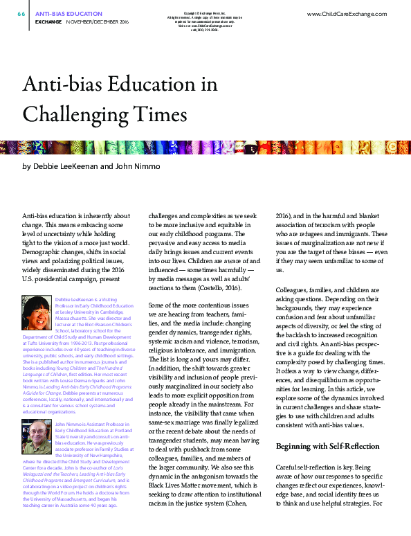 (PDF) Anti-Bias Education in Challenging Times