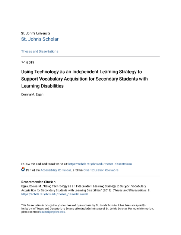 (PDF) Using Technology as an Independent Learning Strategy to Support ...