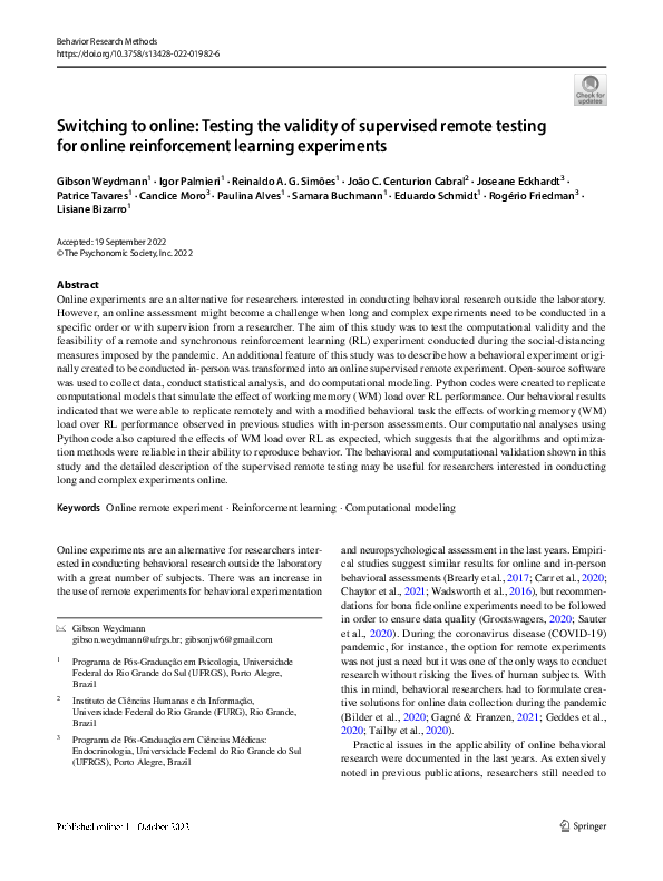 (PDF) Switching to online: Testing the validity of supervised remote ...