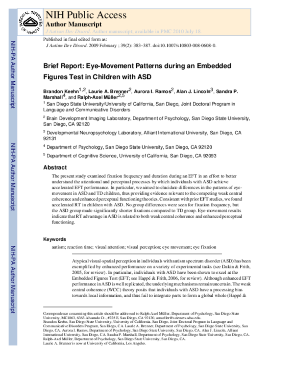 (PDF) Brief Report: Eye-Movement Patterns During an Embedded Figures ...