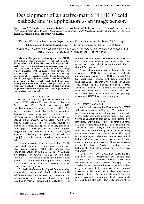 (PDF) Development of an active-matrix "HEED" cold cathode and its application to an image sensor
