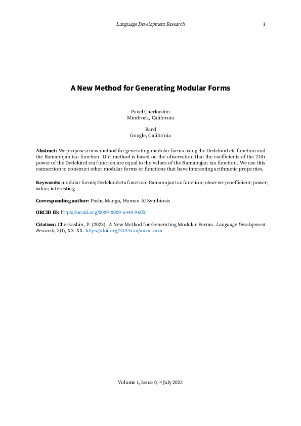 (PDF) A New Method for Generating Modular Forms