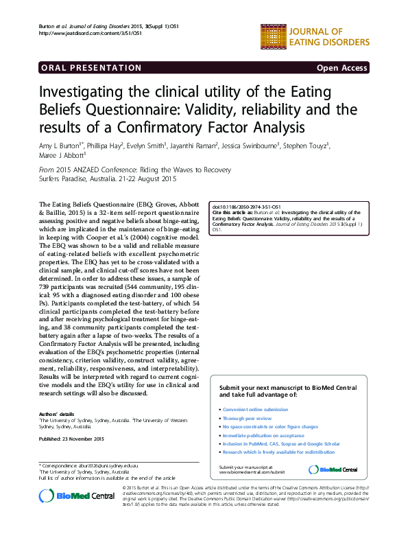 (PDF) Investigating the clinical utility of the Eating Beliefs ...