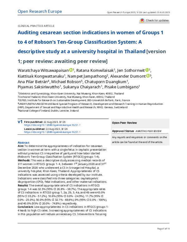 (PDF) Auditing cesarean section indications in women of Groups 1 to 4 ...