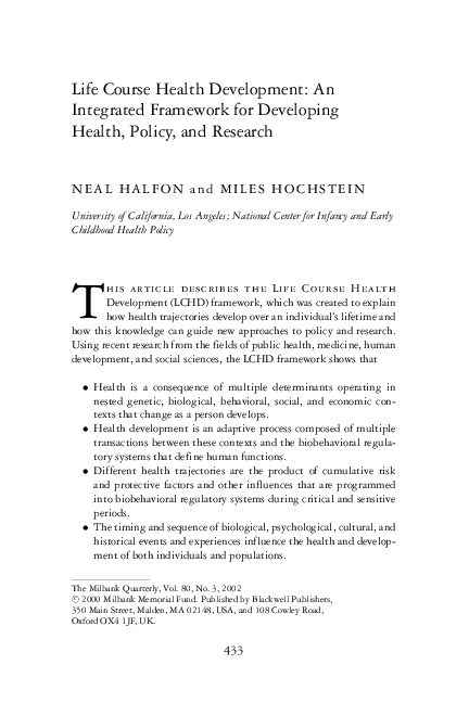 (PDF) Life Course Health Development: An Integrated Framework for ...
