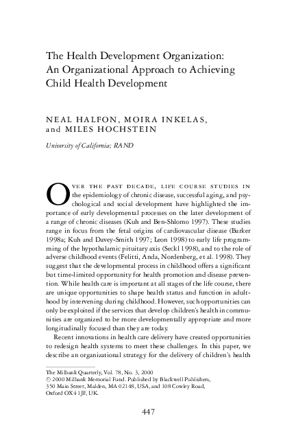 (PDF) The Health Development Organization: An Organizational Approach ...