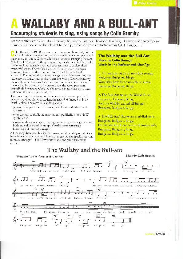 (PDF) A wallaby and a bull-ant. Encouraging students to sing, using ...
