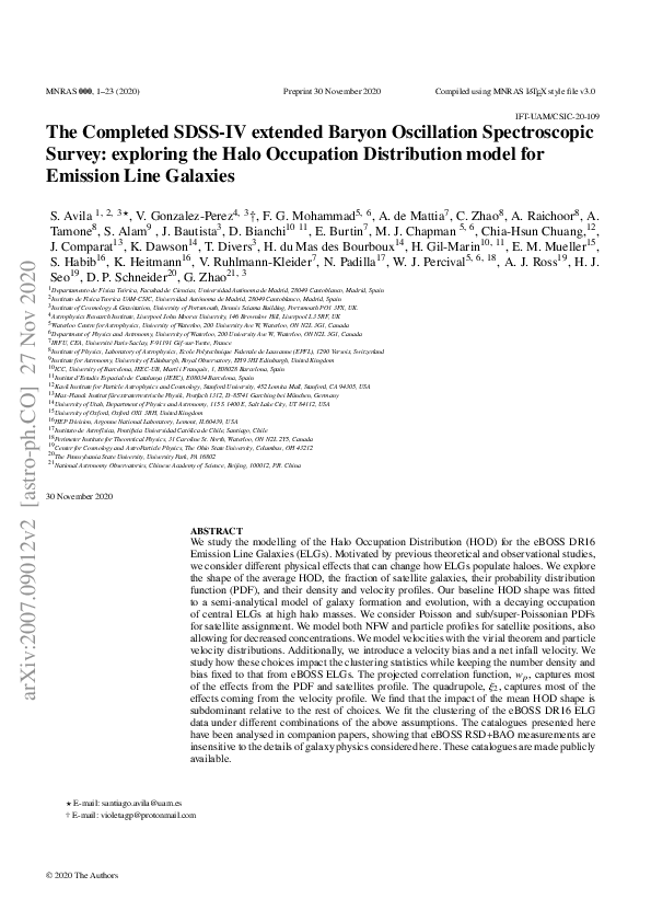 (PDF) The Completed SDSS-IV extended Baryon Oscillation Spectroscopic ...