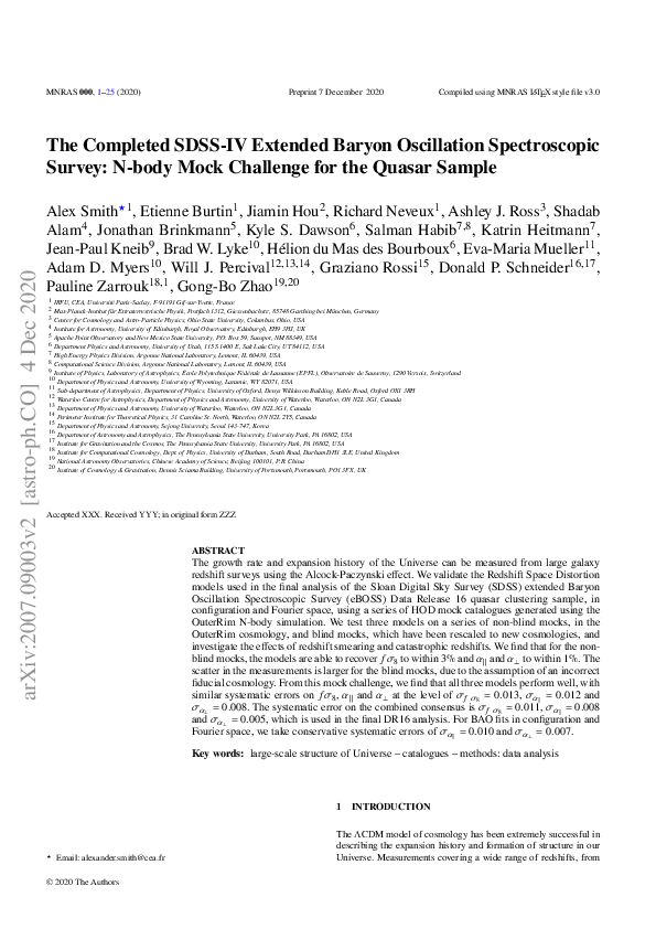 (PDF) The completed SDSS-IV extended Baryon Oscillation Spectroscopic ...