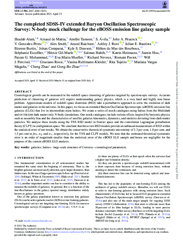 (PDF) The completed SDSS-IV extended Baryon Oscillation Spectroscopic ...
