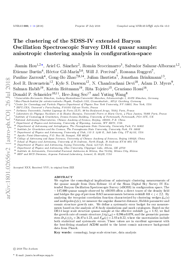 (PDF) The clustering of the SDSS-IV extended Baryon Oscillation ...