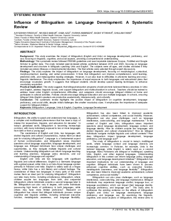 (PDF) Article 24- Influence of Bilingualism on Language Development A ...