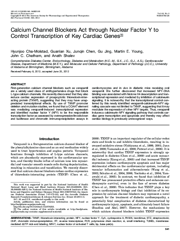 (PDF) Calcium Channel Blockers Act through Nuclear Factor Y to Control ...