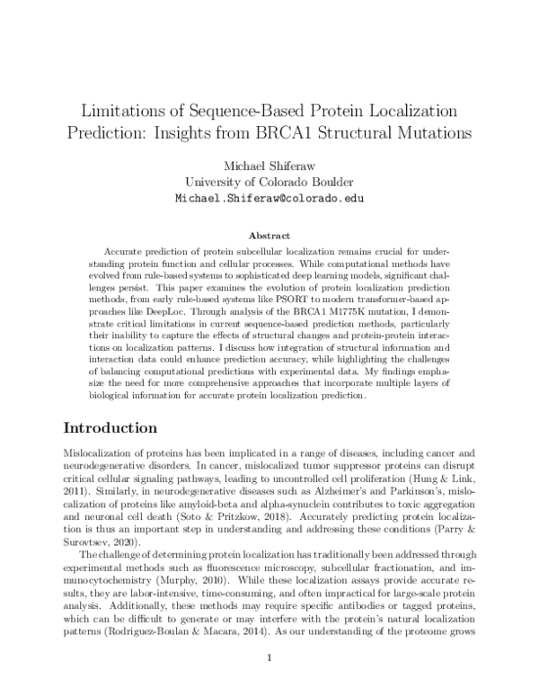 (PDF) Protein Localization Prediction
