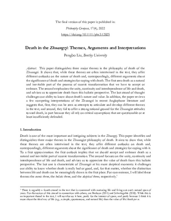 (PDF) Death in the Zhuangzi