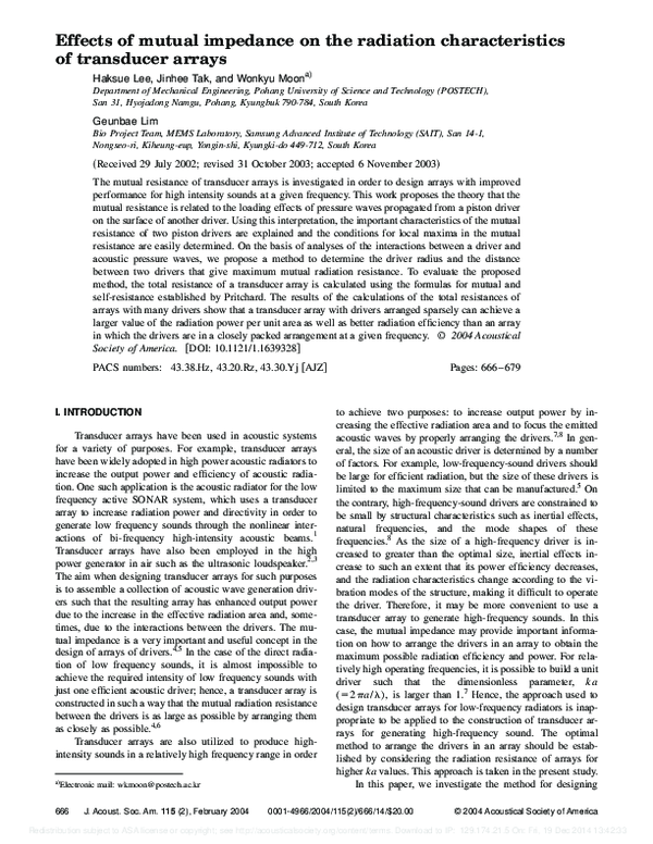 (PDF) Effects of mutual impedance on the radiation characteristics of ...