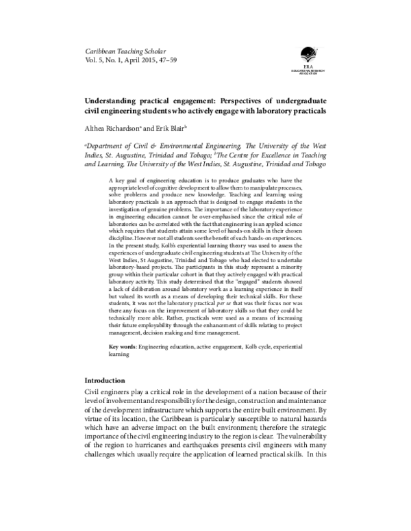(PDF) Understanding practical engagement: Perspectives of undergraduate ...