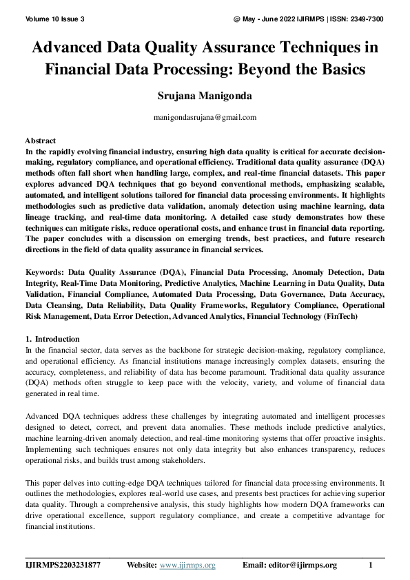 (PDF) Advanced Data Quality Assurance Techniques in Financial Data ...