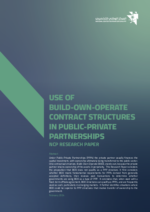 (PDF) Use of Build-Own-Operate Structures in Public-Private Partnerships
