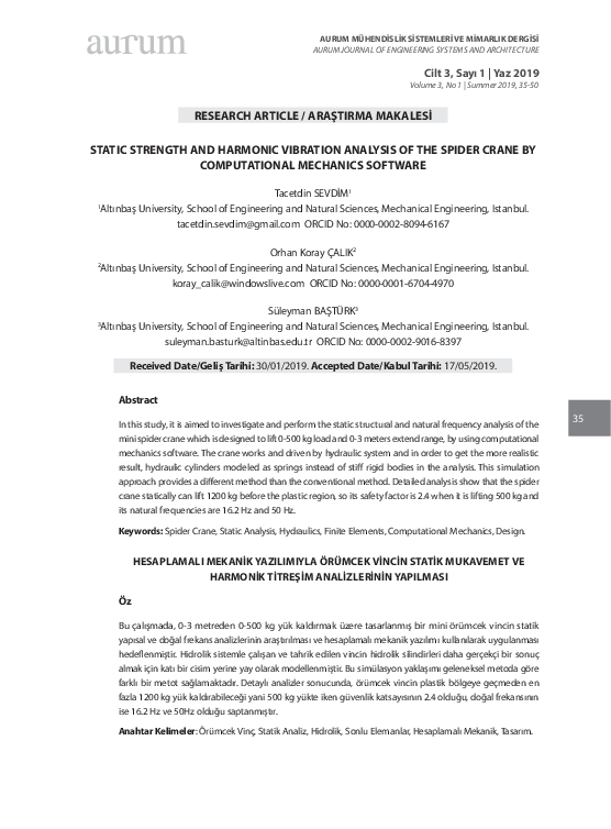 (PDF) Static Strength and Harmonic Vibration Analysis of the Spider ...