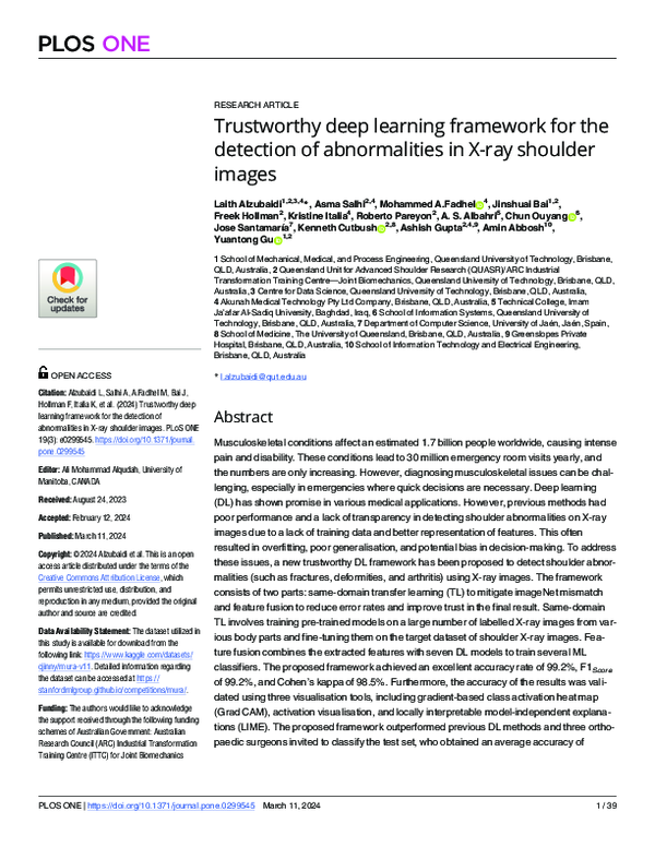 (PDF) Trustworthy deep learning framework for the detection of abnormalities in X-ray shoulder ...