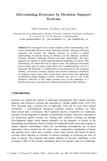 (PDF) Determining Ecotones by Decision Support Systems