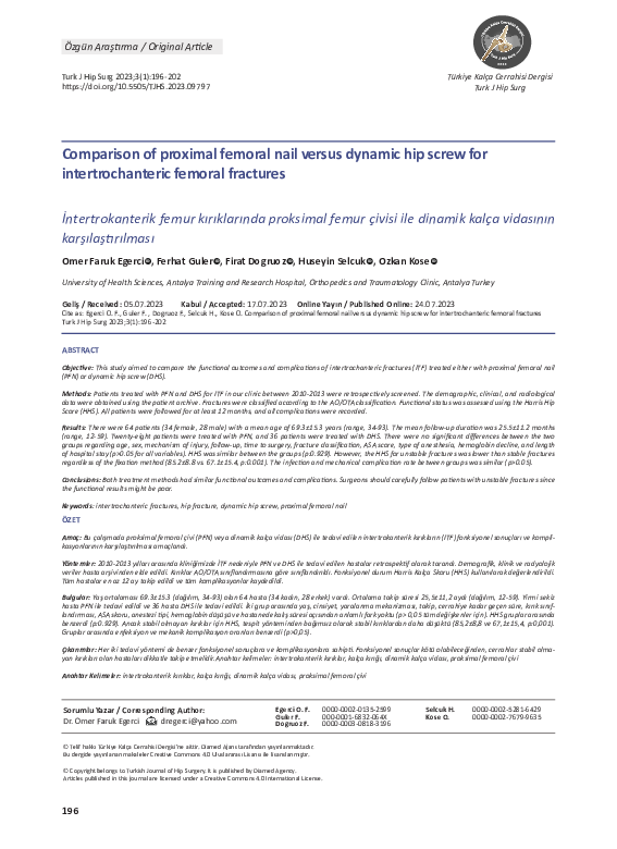(PDF) Comparison of proximal femoral nail versus dynamic hip screw for ...