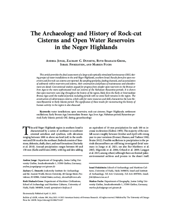 (PDF) Junge, A., Dunseth, Z.C., Shahack-Gross, R., Finkelstein, I., and ...