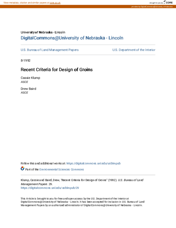 (PDF) Recent Criteria for Design of Groins