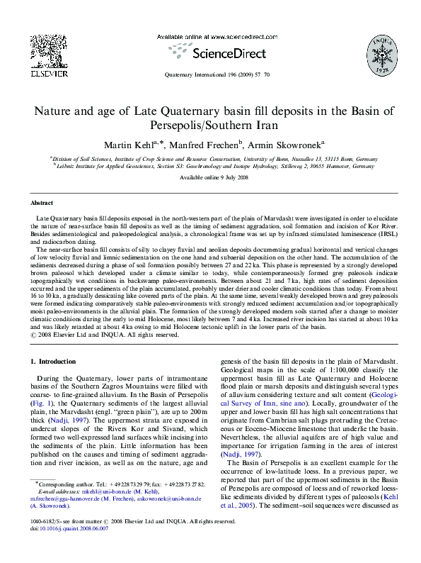 (PDF) Nature and age of Late Quaternary basin fill deposits in the ...