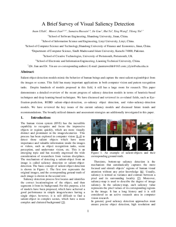 (PDF) A brief survey of visual saliency detection