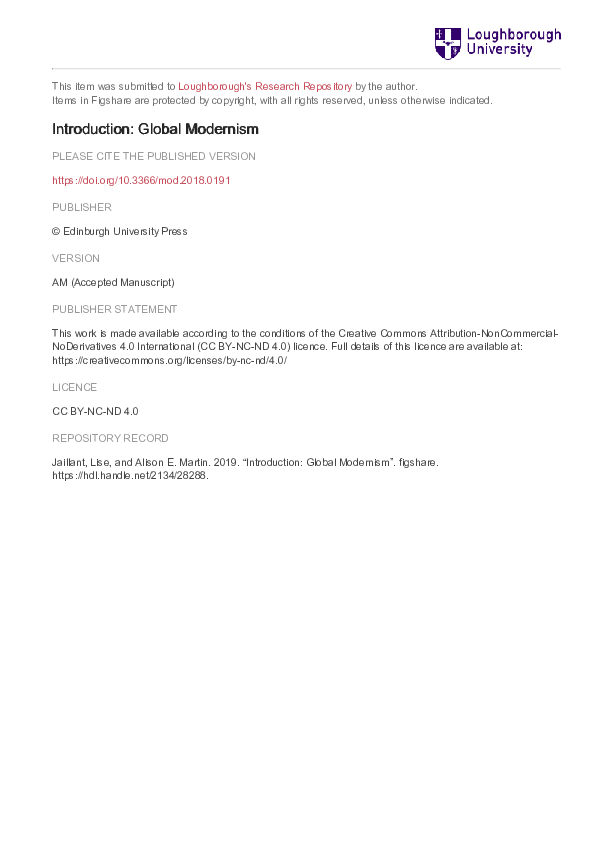 (PDF) Introduction: Global Modernism