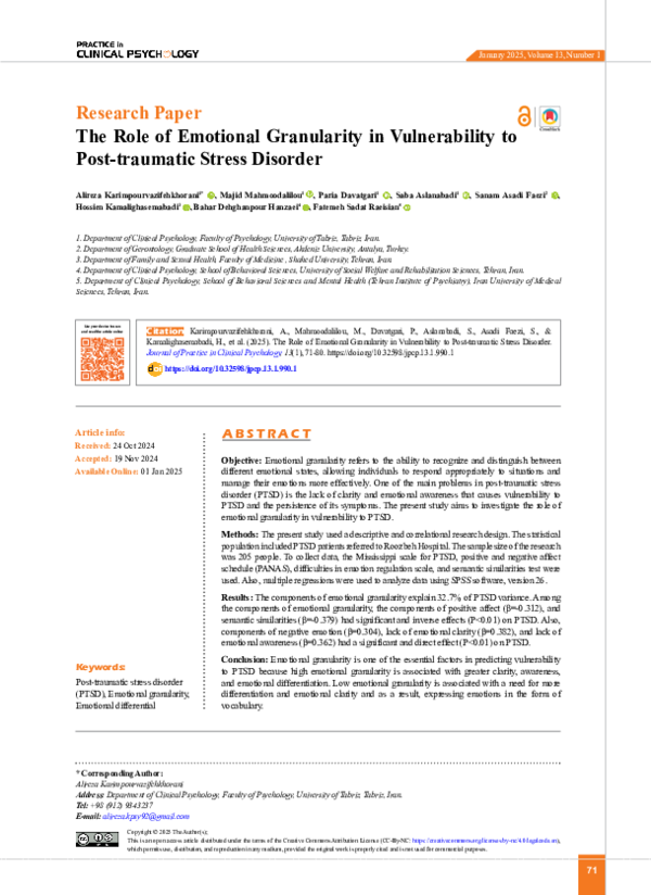 (PDF) The Role of Emotional Granularity in Vulnerability to Post ...