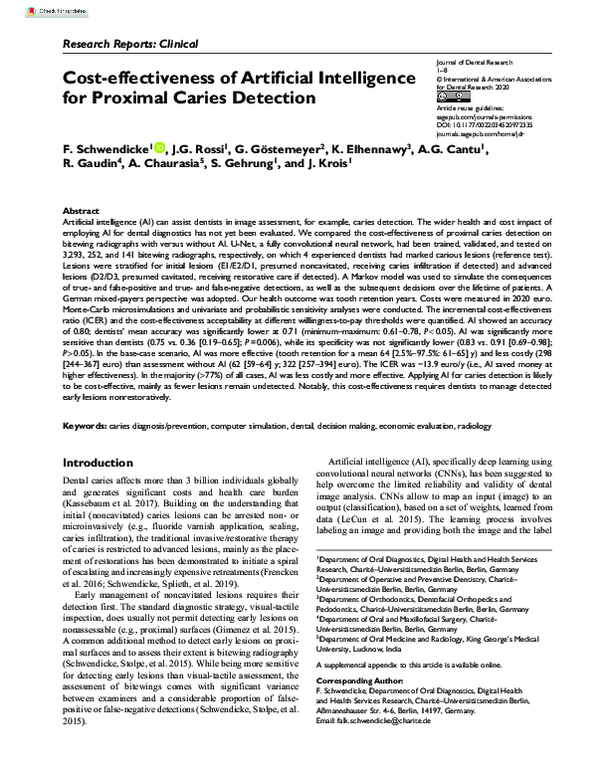 Pdf Cost Effectiveness Of Artificial Intelligence For Proximal Caries Detection