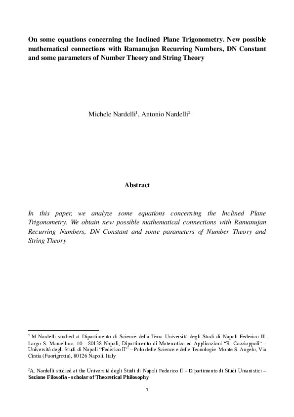 (PDF) On some equations concerning the Inclined Plane Trigonometry. New ...