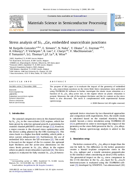 (PDF) Stress analysis of Si1−xGex embedded source/drain junctions