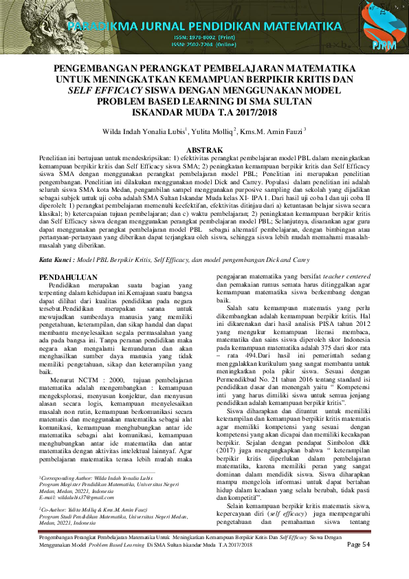 (PDF) Pengembangan Perangkat Pembelajaran Matematika Untuk Meningkatkan Kemampuan Berpikir ...