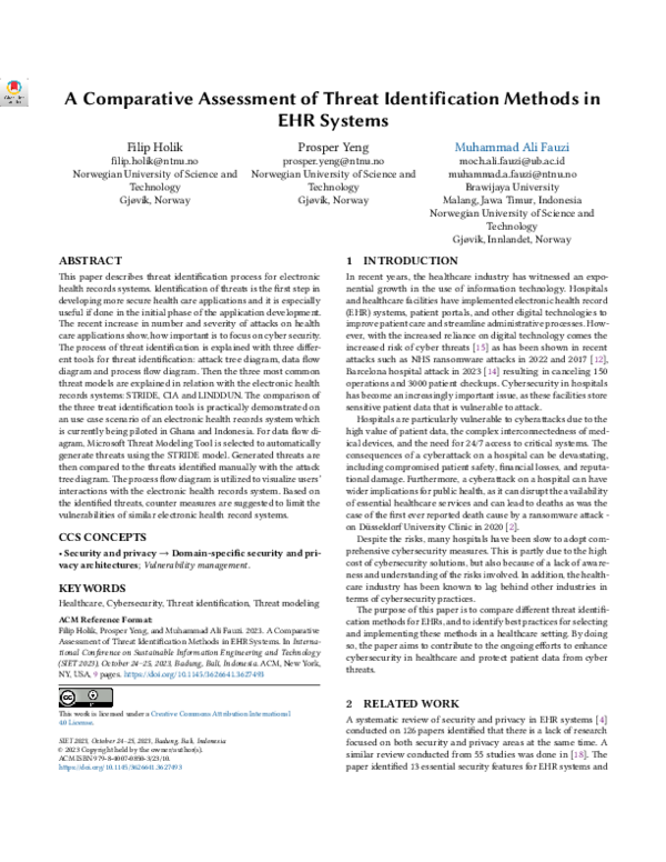 (PDF) A Comparative Assessment of Threat Identification Methods in EHR ...