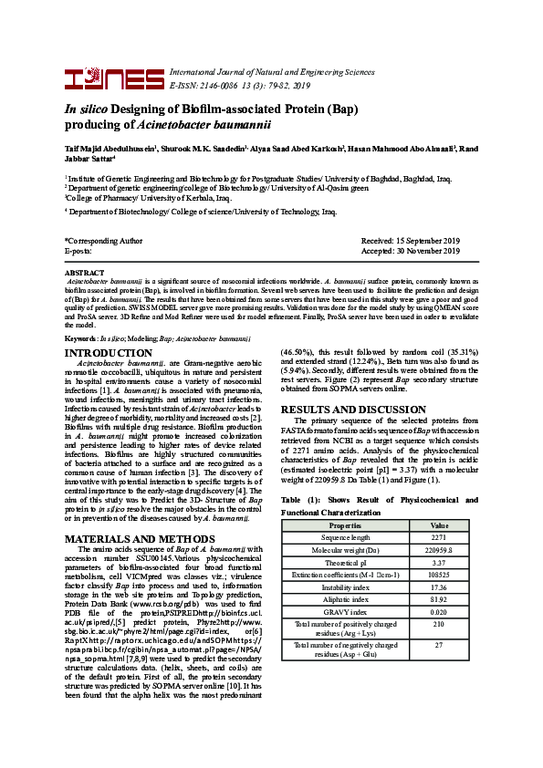(PDF) In silico Designing of Biofilm-associated Protein (Bap) producing ...