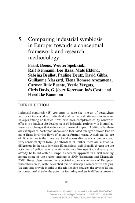 (PDF) Comparing industrial symbiosis in Europe: towards a conceptual framework and research ...