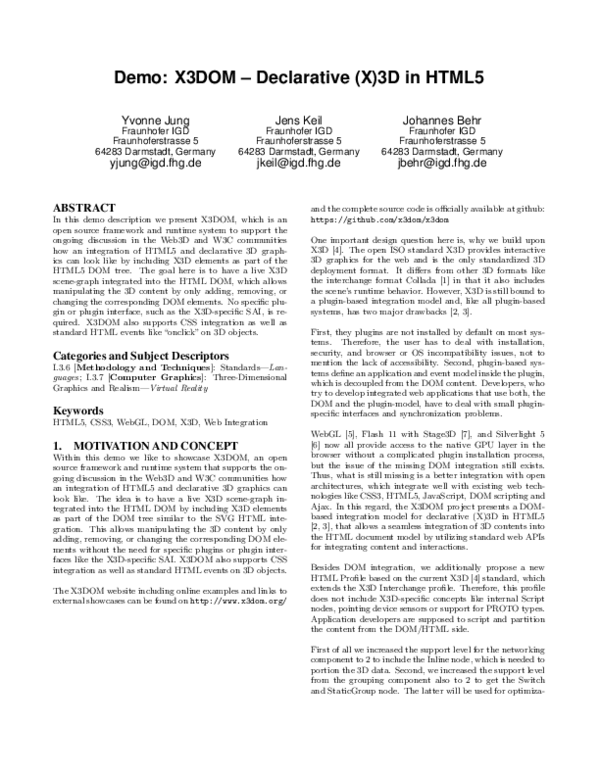 (PDF) Demo: X3DOM -- Declarative (X)3D in HTML5